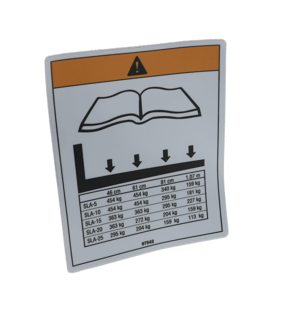 Genie SLA Decal Warning Load Chart | Buy Genie Decals With Symbol
