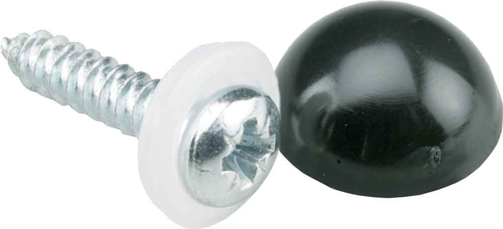 Number Plate Fixings - Caps, Dome & Screws Black | Pack Of 100