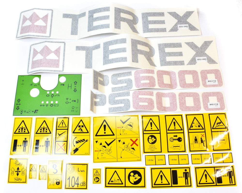 Terex 6 Tonne Decal Set - Rta Lights OEM: 1586-0172