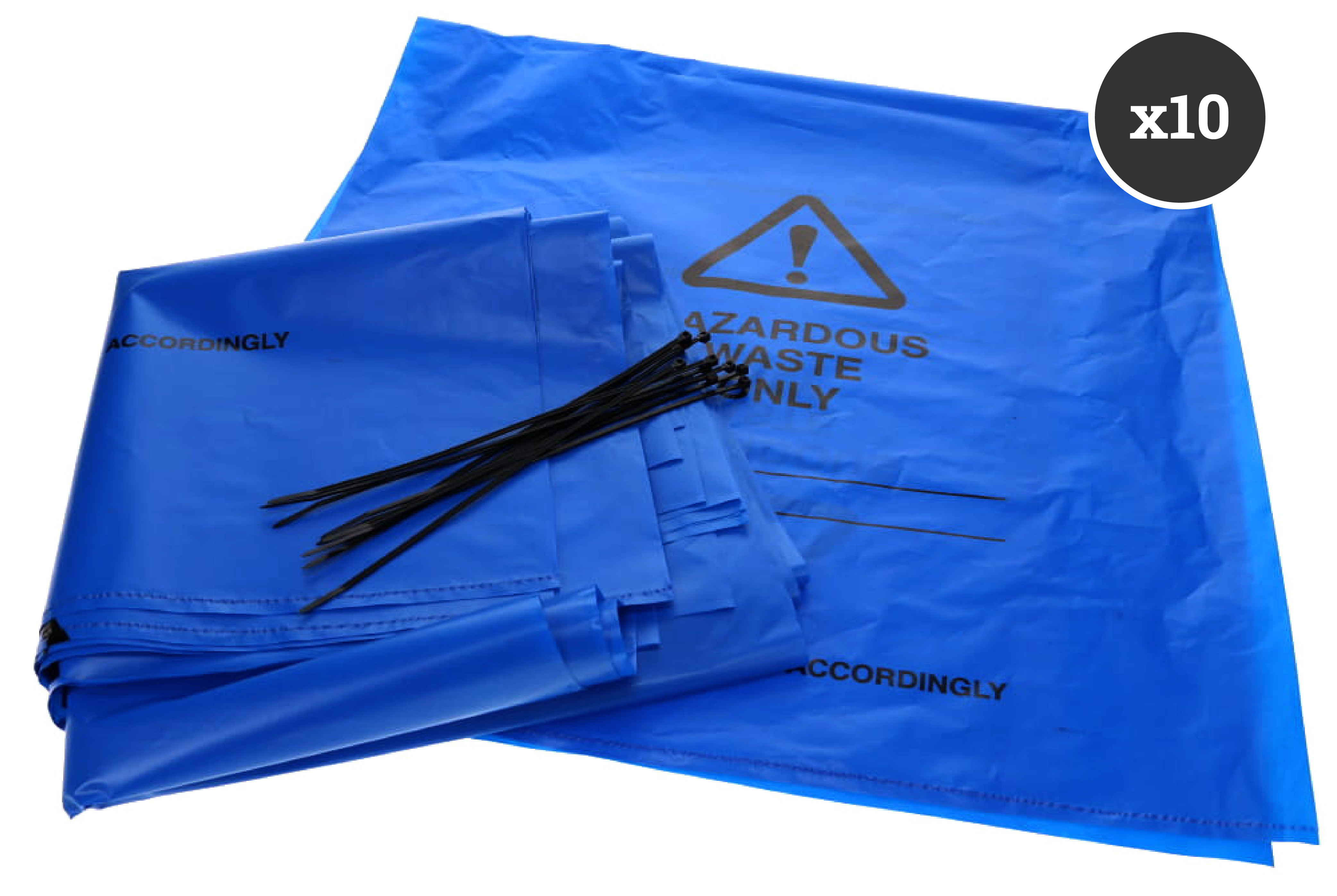 Blue Hazardous Waste Bags Pack Of 10