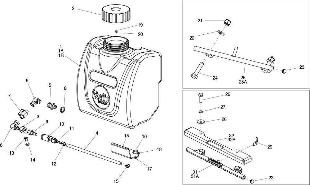 Belle PCLX 320S Water Bottle (Serial No. 099492>) | Belle PCLX 320S ...