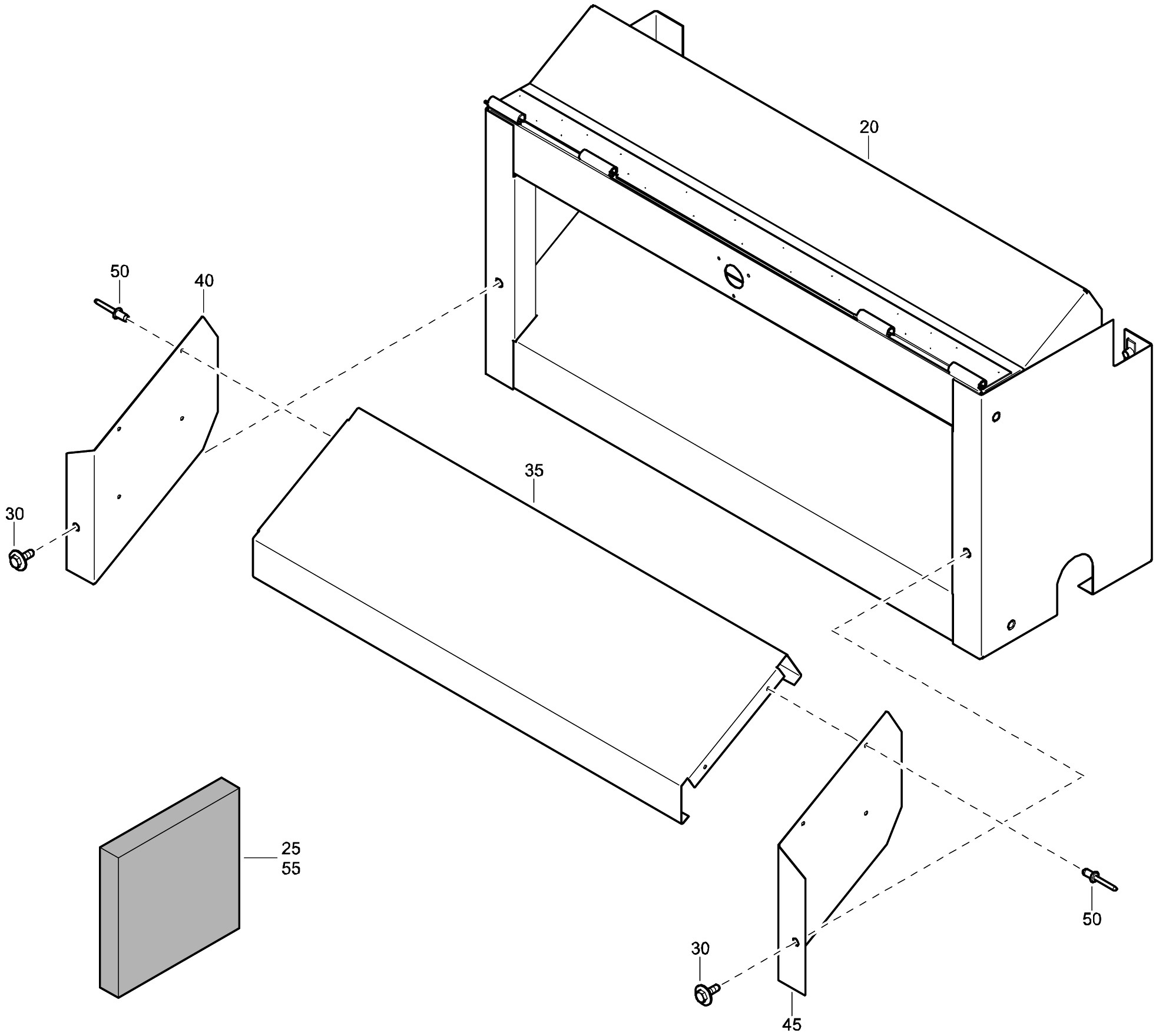 XAS47Dd(G) Rear Baffle 2 Cyl For Steel Canopy