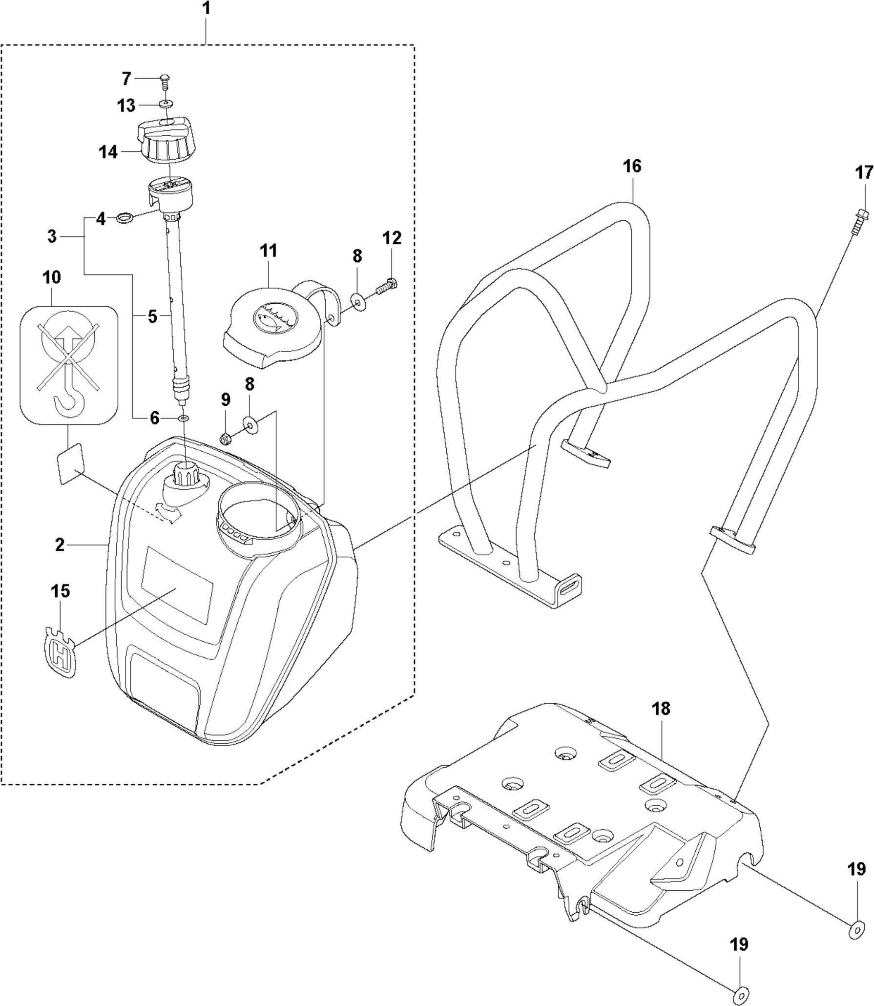 Husqvarna LF75 Engine Plate & Water Tank